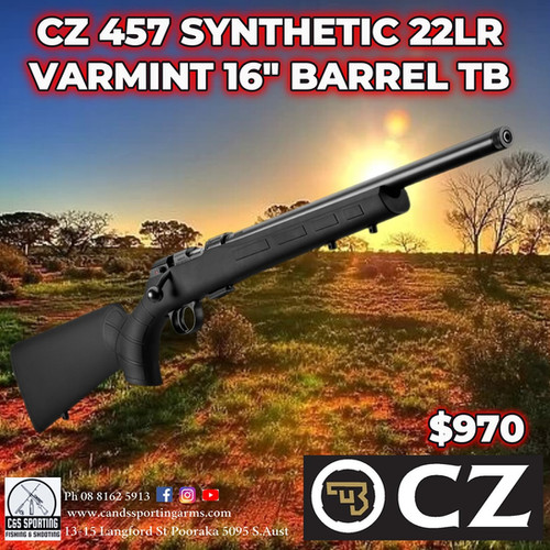 CZ 457 SYNTHETIC 22LR VARMINT 16" BARREL TB 5RND | C&S Sporting Arms