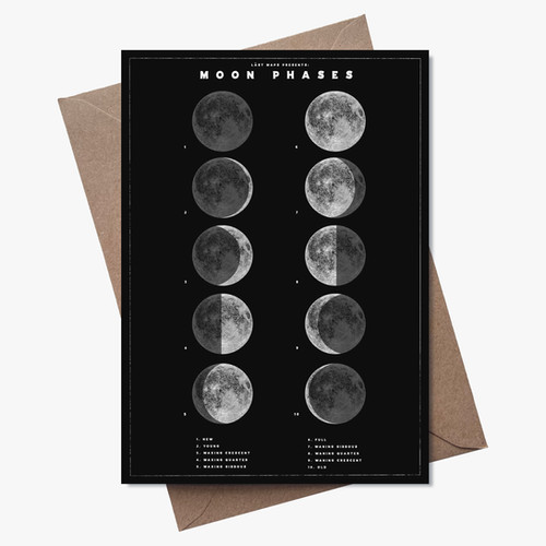 Moon Phases Greetings Card | Lást Maps