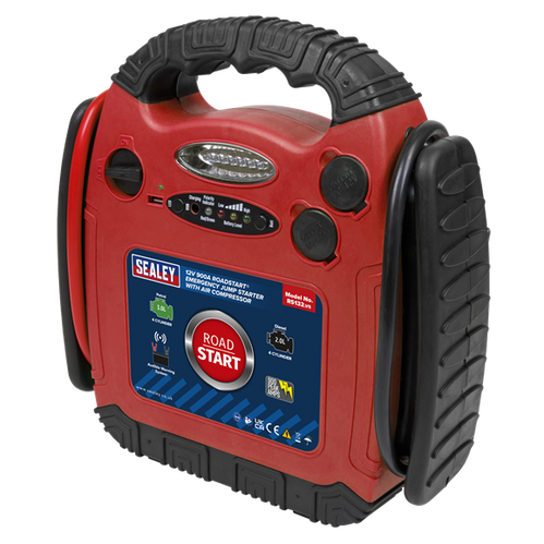 SEALEY 12V 900A RoadStart® Emergency Jump Starter with Air Compressor ...