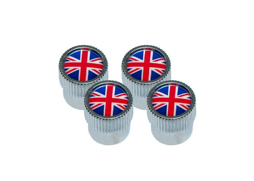 LAND ROVER TYRE VALVE CAPS RED AND BLUE UNION JACK DESIGN WITH SILVER ...