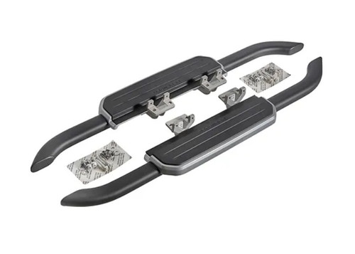 DEFENDER 90 - 20> SIDE STEPS IN BLACK WITH SILVER EDGE | British Spares