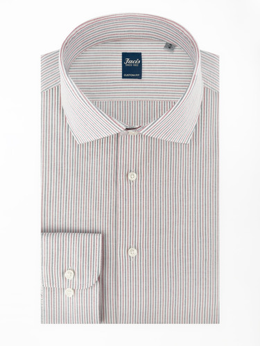 Camicia Collo Francese a Righe Rosso-Blu - Custom Fit - Cotone Oxford ...