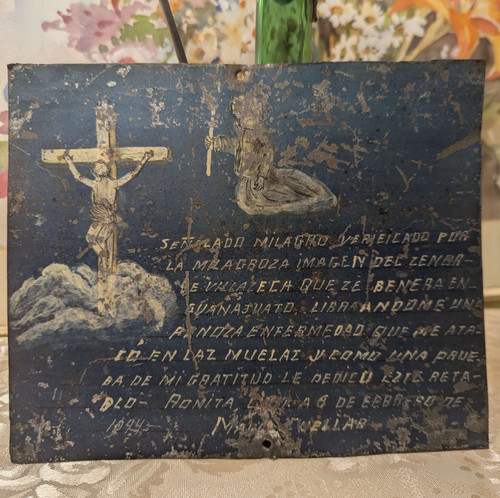 Early Christo of Villaseca Retablo Oil on Tin Guanajuato | Paul Douglas