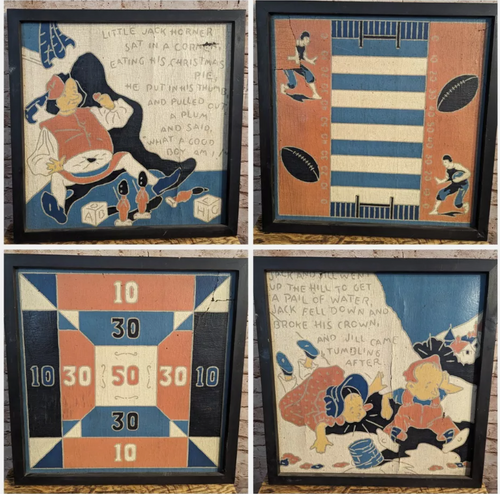 1937 Quaker Series Armstrong Nursery Rhyme Time Framed Linoleum Tiles ...
