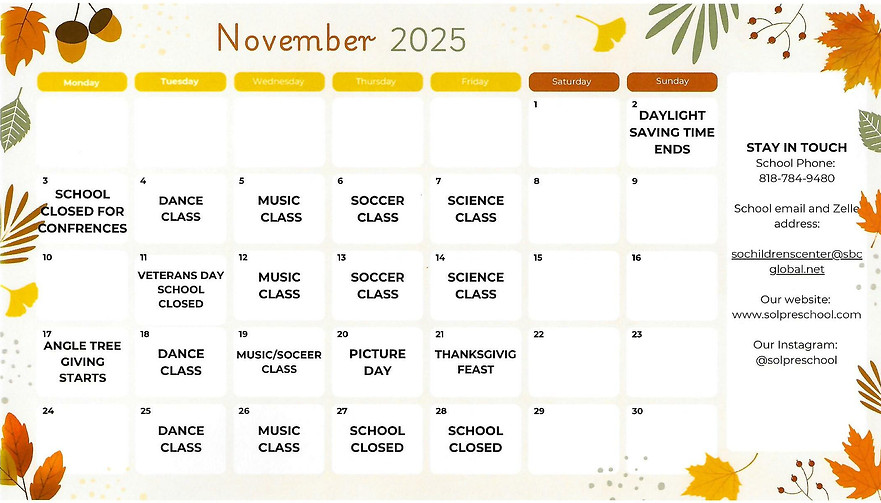 Calendars | SOLCC Preschool