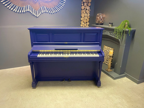 1915 Pleyel upright piano in navy blue - classic | Rowlandson pianos