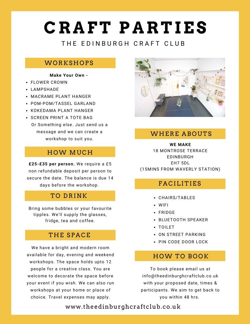 Craft Parties | The Edinburgh Craft