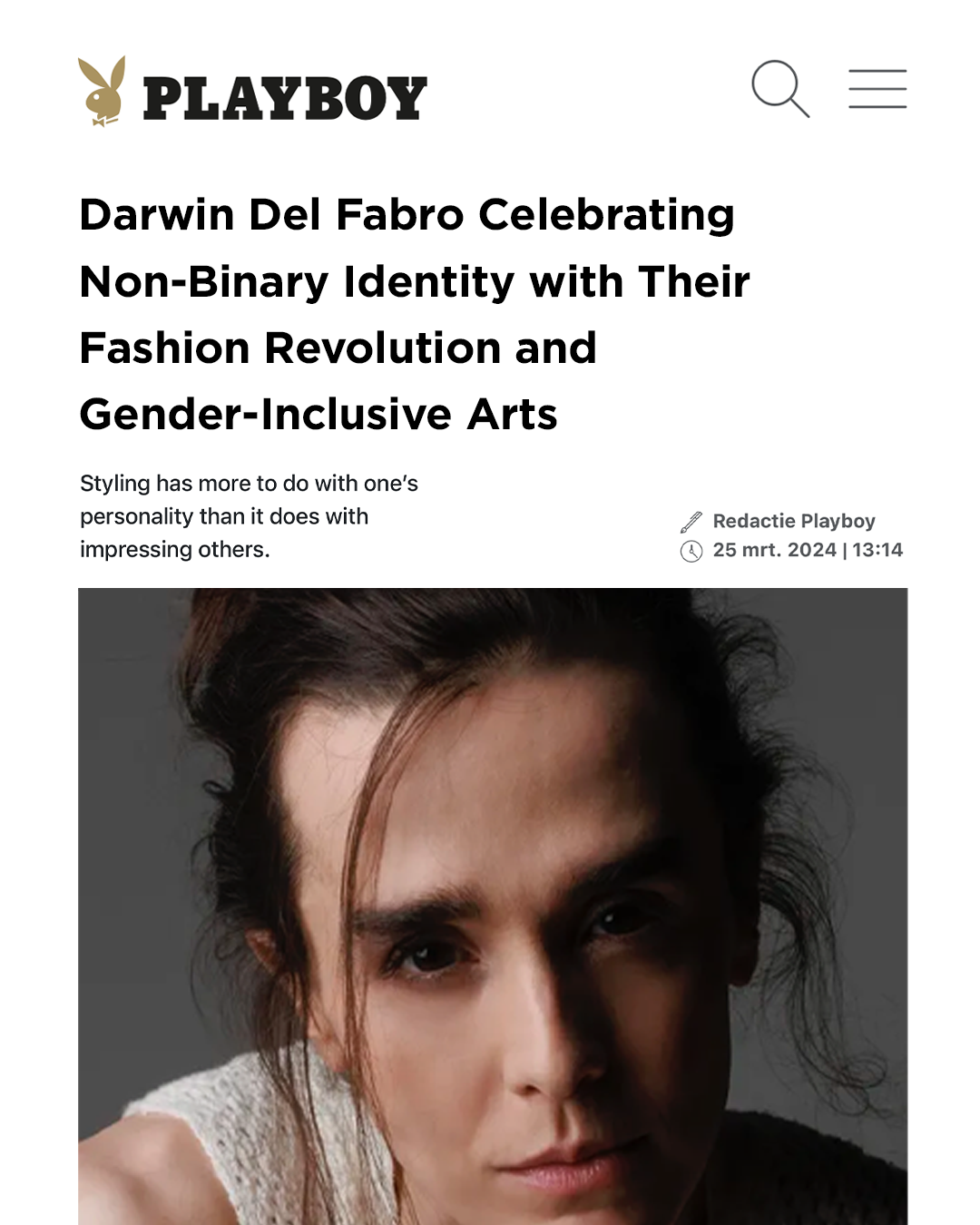 Playboy: 'Darwin Del Fabro Celebrating Non-Binary Identity with Their Fashion Revolution and ...