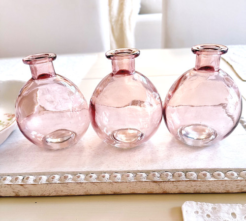 Small Round Pink Glass Bud Vase | Wildflowers & Thyme