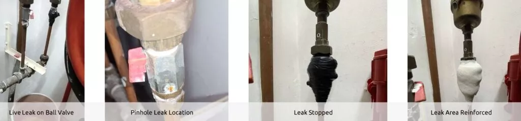 COMPOSITE LIVE LEAK REPAIR ON BALL VALVE PINHOLE