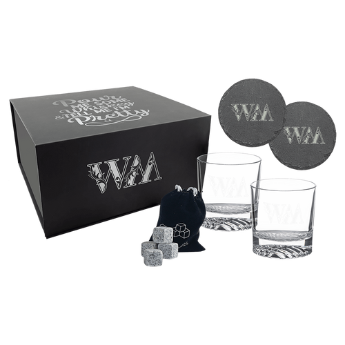 Whiskey Set w/ 2 Glasses, 2-4" Slate Coasters, and 8 Granite Whiskey ...