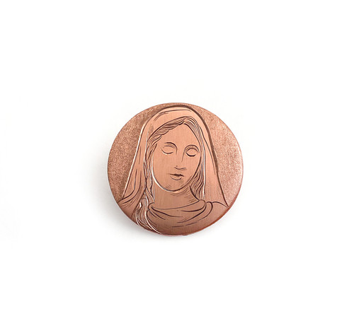 Hand Engraved Copper Mary Pin | Victorian Love Token