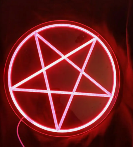 LED Pentagram Neon Sign — Crimson Glow Ritual Wall Light (9.44" x 9.44 ...