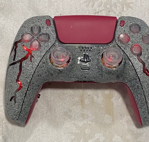 PS5 Red lightning techfire wireless controller with red pad and shell | TheTechFire