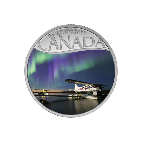 1/2 oz. Pure Silver Coloured Coin - Float Planes on the Mackenzie River ...