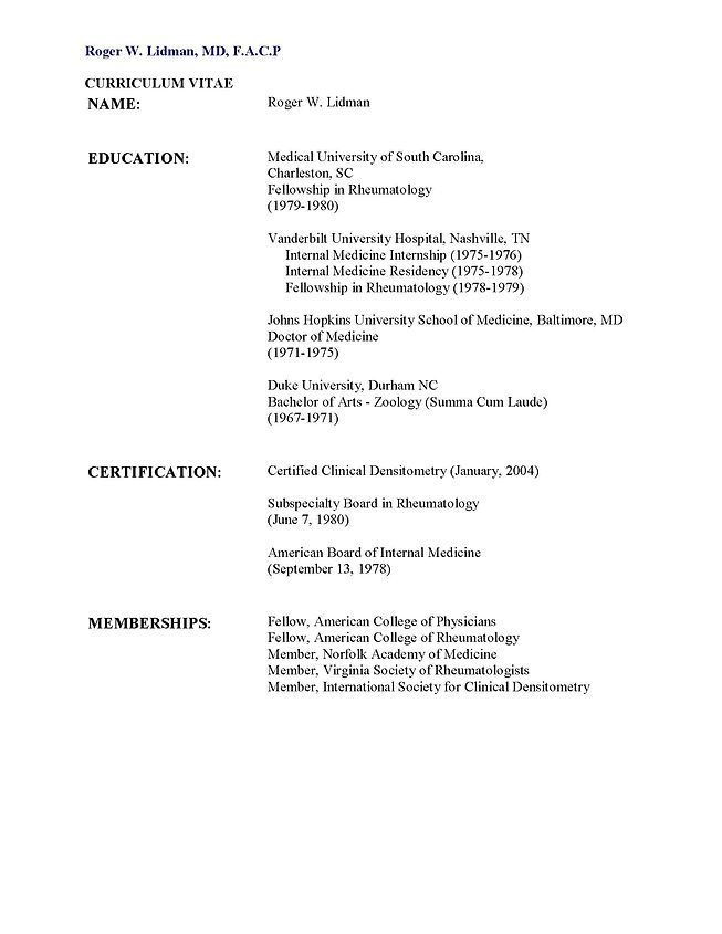 Roger W. Lidman, M.D., F.A.C.P. | centerforarthritis
