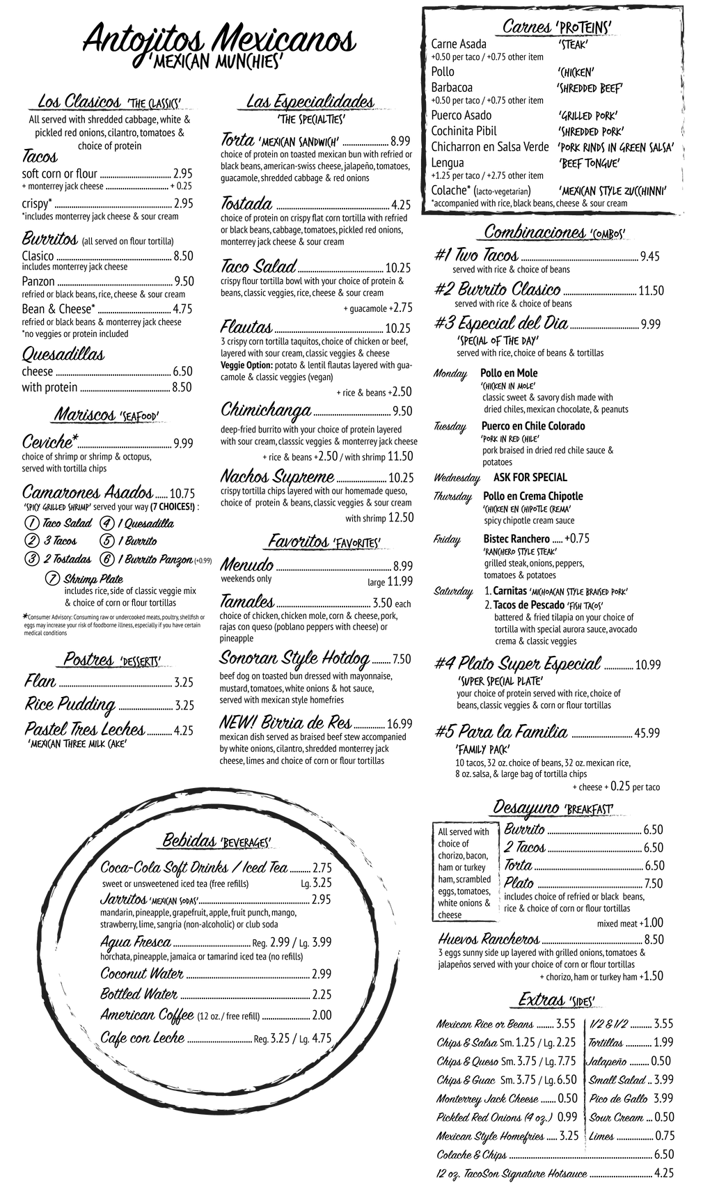 Menu | TacoSon Mexican Grill | Tampa Bay