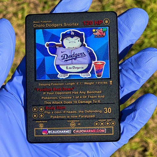 Snorlax “Dodgers Cholo” Black Pokemon Metal Cards