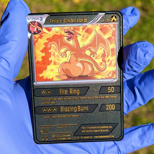 Charizard “Thicc” Black Pokemon Metal Cards