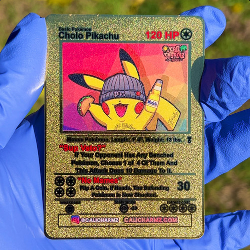 Pikachu “Cholo” Gold Pokemon Metal Cards