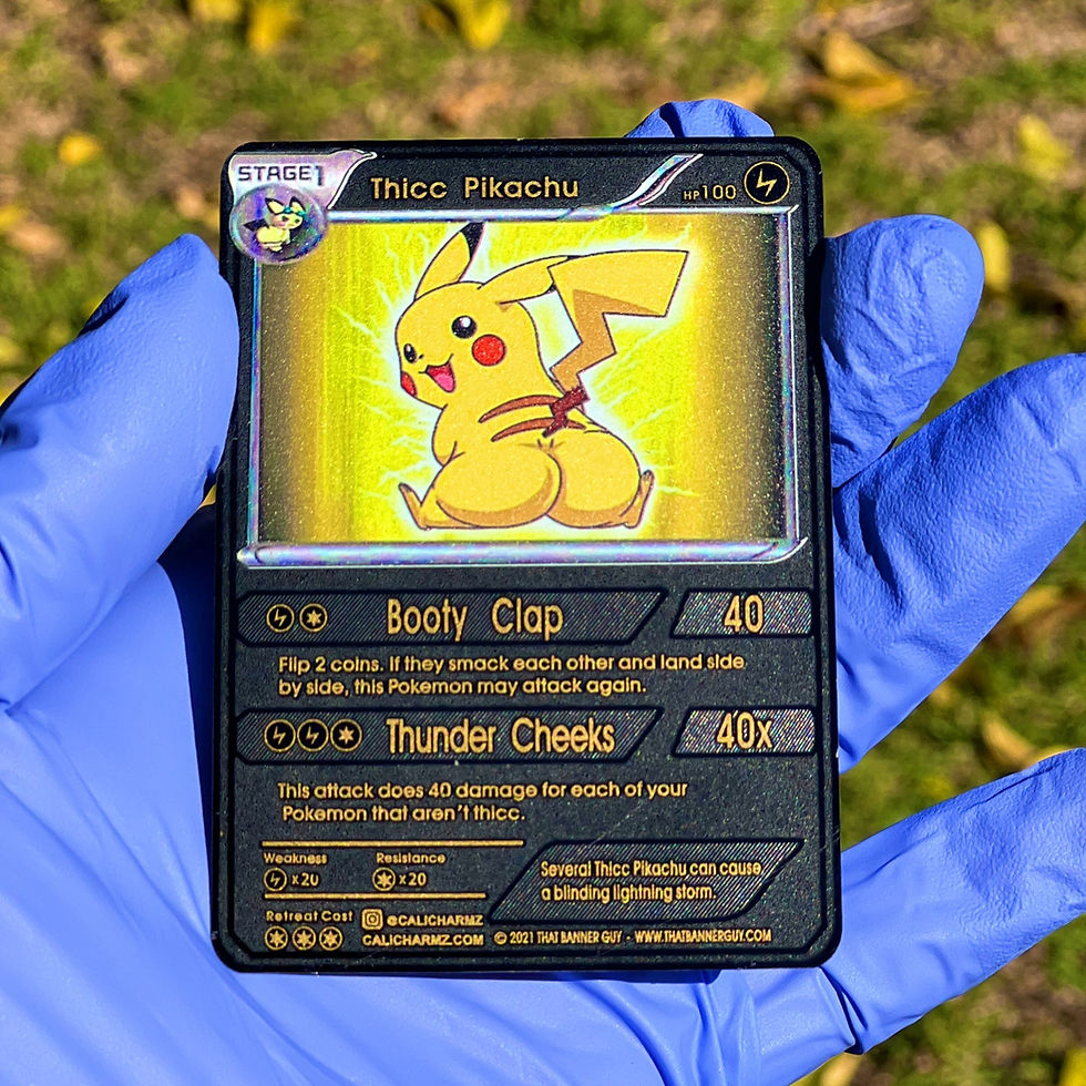 Pikachu “Thicc” Black Pokemon Metal Cards