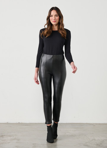 Wet Look Legging with Panels in Black | Caju Designs