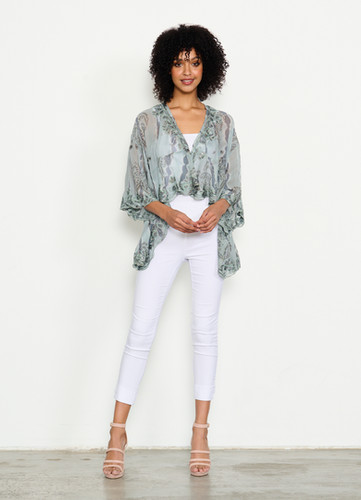 Printed Floaty Jacket with Embroidery & Beads | Caju Designs