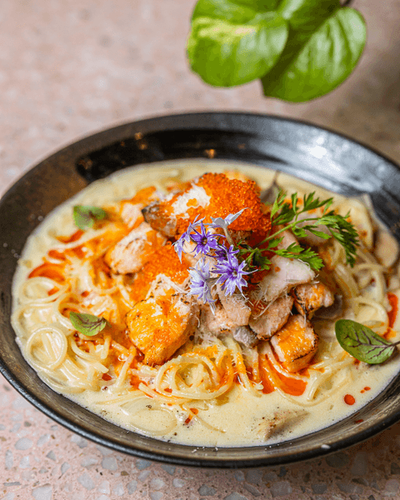 Spicy Burned Salmon Carbonara Spaghetti | MANGO COCO