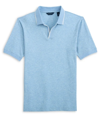 Pima/Silk Johnny Collar Polo - Sky | Gregory Jacobs Clothier