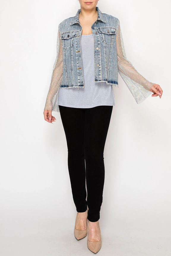 Glam Mesh-Sleeve Denim Jacket | Odeon By Kris