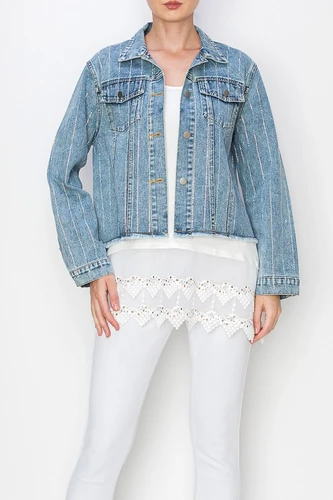 Sparkle Stripe Denim Jacket | Odeon By Kris