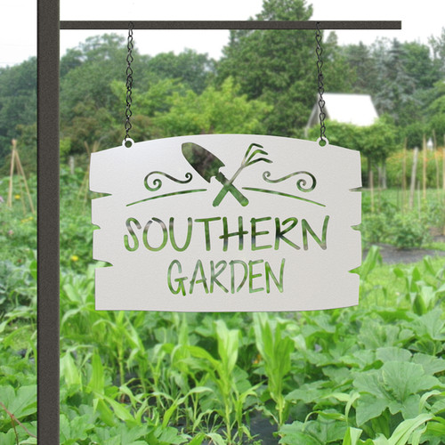 Gift for Gardener, Hanging Metal Custom Garden Sign | Langley Metal Works