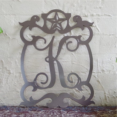 Texas Star Metal Monogram Framed Initial Letter | Langley Metal Works
