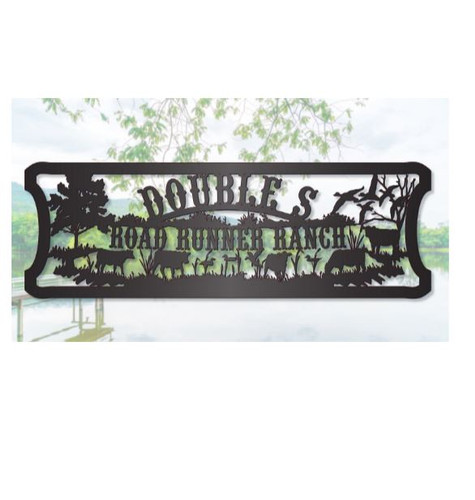 Wide Cattle and Ducks in Pond Custom Ranch Sign | Langley Metal Works