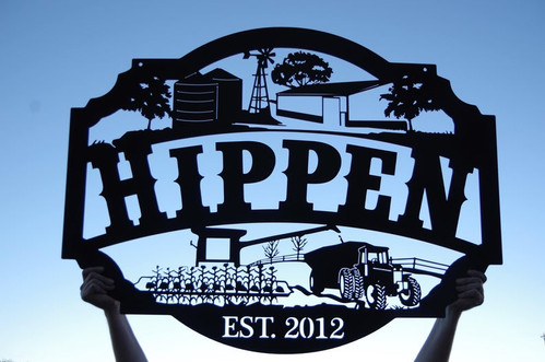 Crop Combine Tractor Corn Farming Scene Sign | Langley Metal Works