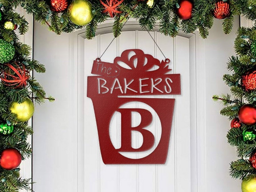 Decorative Family Metal Steel Christmas Present Sign | Langley Metal Works