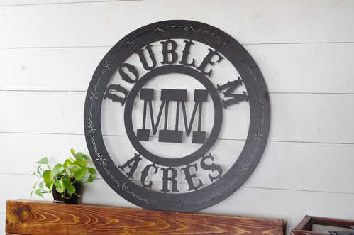 Custom Barbed Wire Steel Sign with Family Name | Langley Metal Works