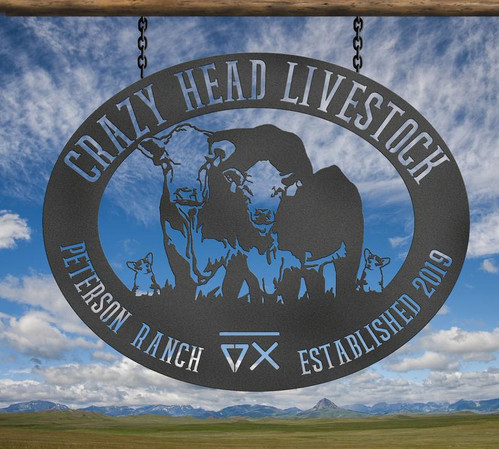 Custom Cattle Ranch Sign, Cow Dog Steel Sign | Langley Metal Works