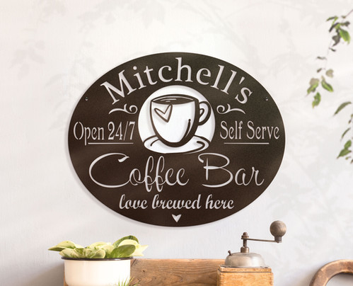 Personalized Coffee Bar Sign ~ Custom Metal Coffee Sign | Langley Metal ...