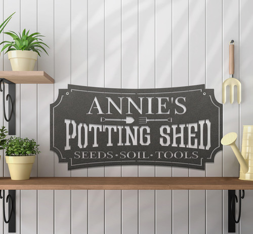 Personalized Potting Shed Sign, Metal Hanging Garden Sign | Langley ...