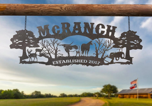 Custom Steel Ranch Sign, Cattle, Horse, Deer and Tractor Sign | Langley ...