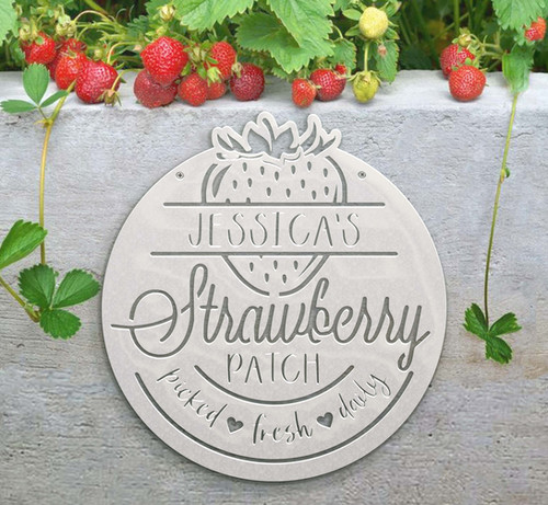 Strawberry Patch Sign, Custom Gardening Gift | Langley Metal Works