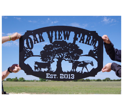 Oak Tree Custom Farm Sign with Cow and Horse LMW-16-70 | Langley Metal ...
