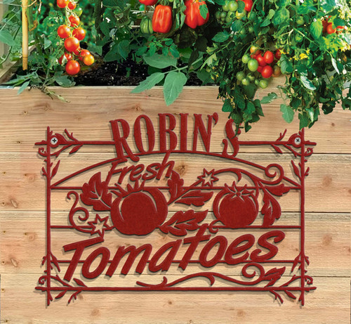 Custom Metal Fresh Tomatoes Gardening Sign | Langley Metal Works