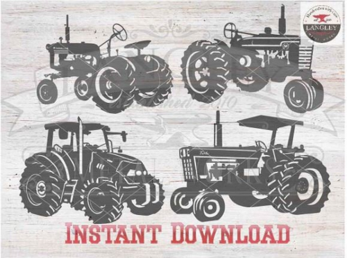 Tractor Cut File Vector Instant Download Clip Art Silhouette | Langley ...