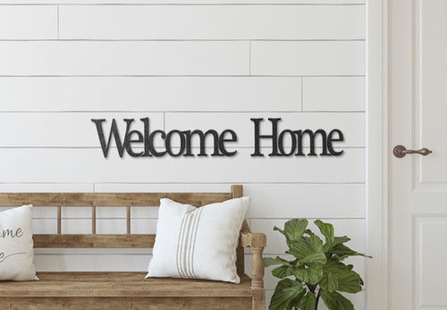Welcome Home Metal Script Word Sign | Langley Metal Works