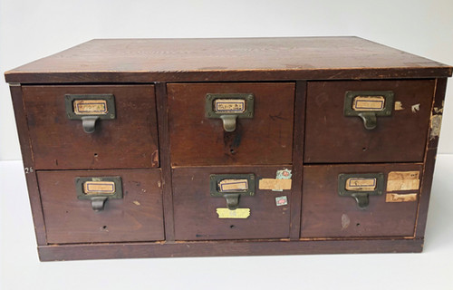 Japanese Keyaki Wood 6 Drawer File Box | Patina Theory