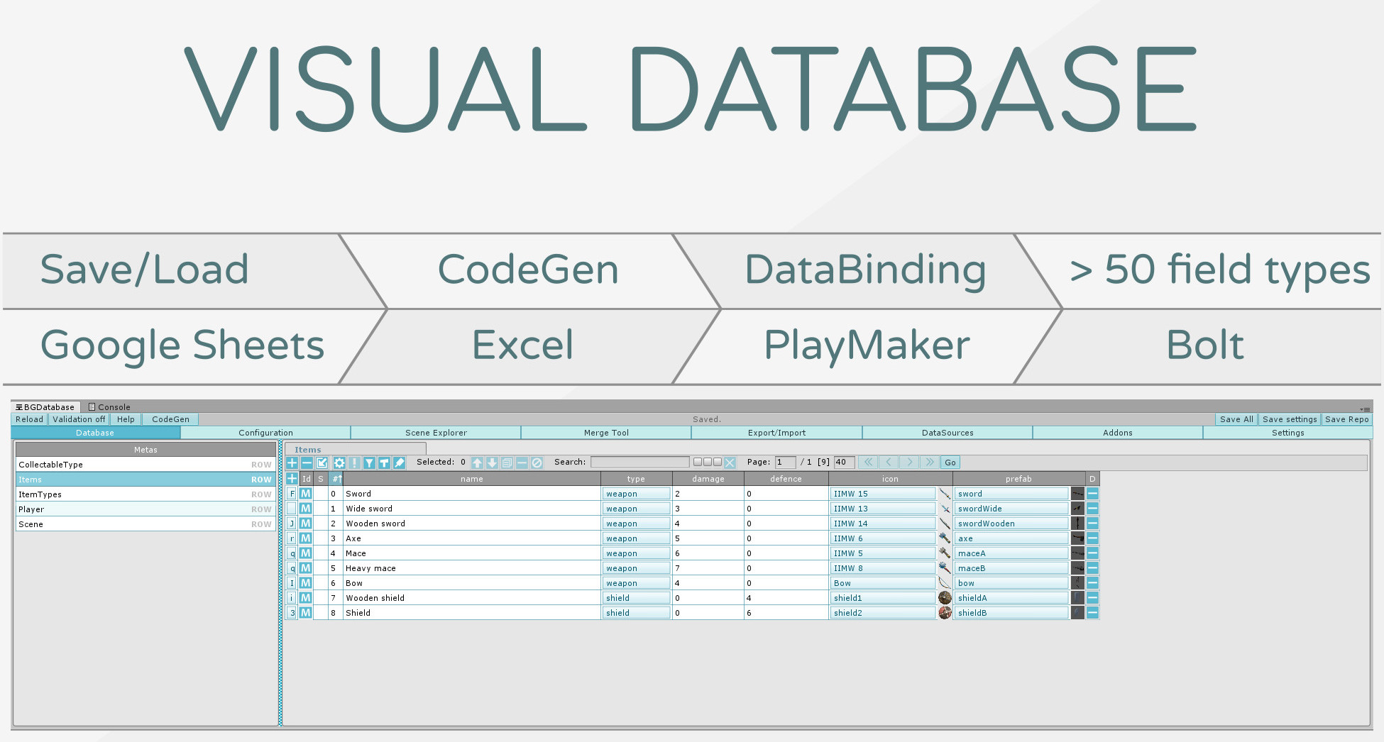 BG Database Data editor with Google Sheets and Excel Syncing | Unity ...