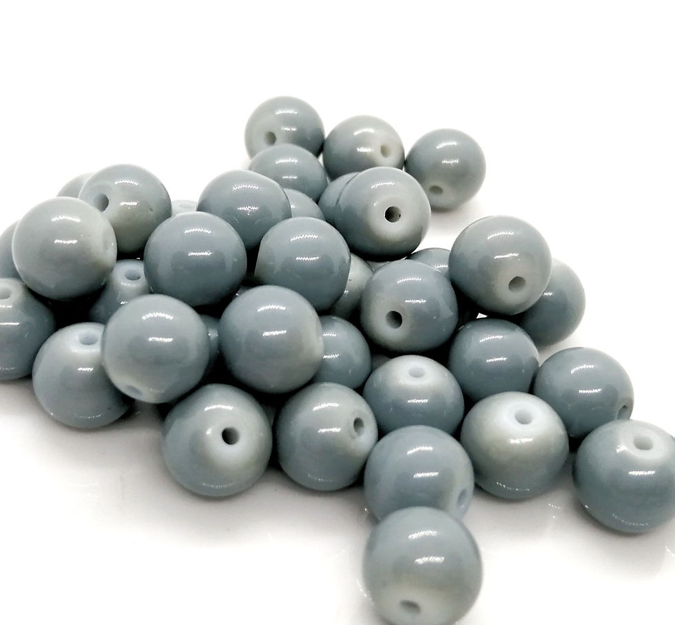Round Glass Bead 8mm - Light Grey - Pack of 20 | Bead Crazy