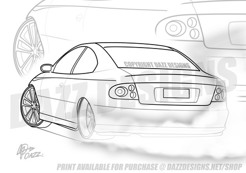 Burnout monaro Colour in page | Dazz Designs
